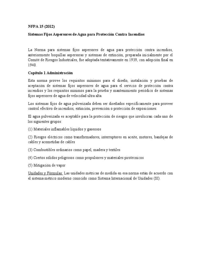 NFPA 15: Sistemas de Aspersores 2022 | PDF | Agua | Corrosión