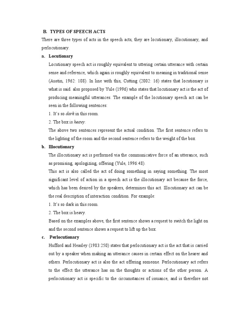 Types of Speech Acts | PDF | Cognition | Human Communication