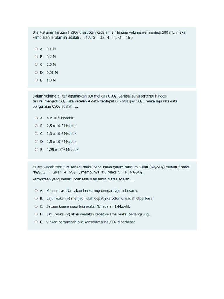 Latihan Soal Laju Reaksi | PDF