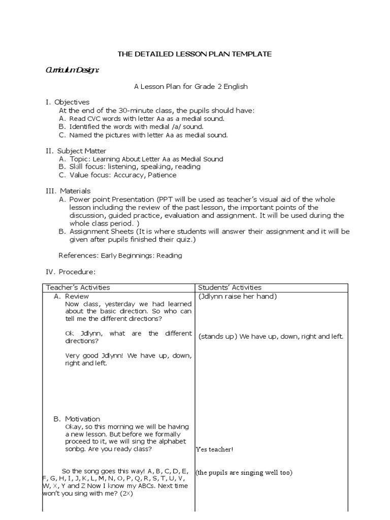 Detailed Lesson Plan | PDF | Lesson Plan | Communication