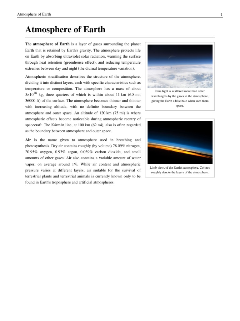 Wikipedia Air Composition | PDF | Troposphere | Atmosphere Of Earth