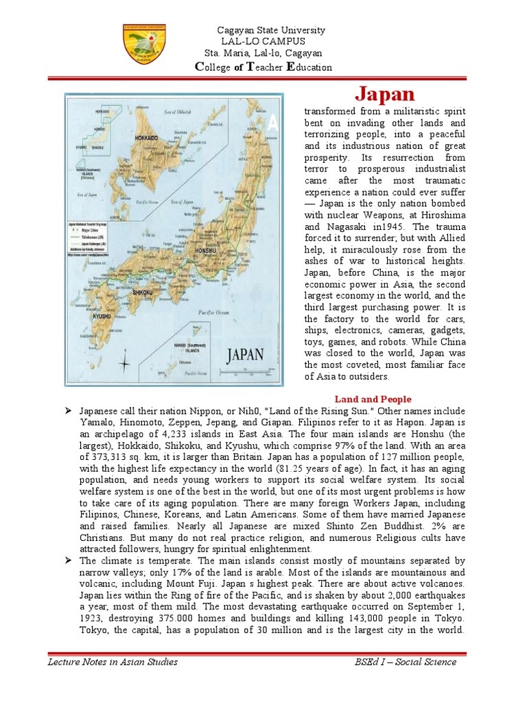 Japan: Lecture Notes in Asian Studies Bsed I - Social Science ...
