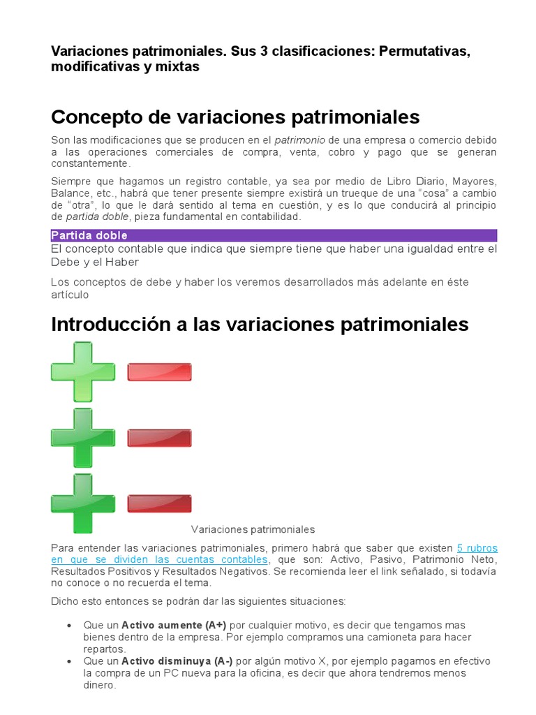 TEORIA de Variaciones Patrimoniales | PDF | Contabilidad | Bienes
