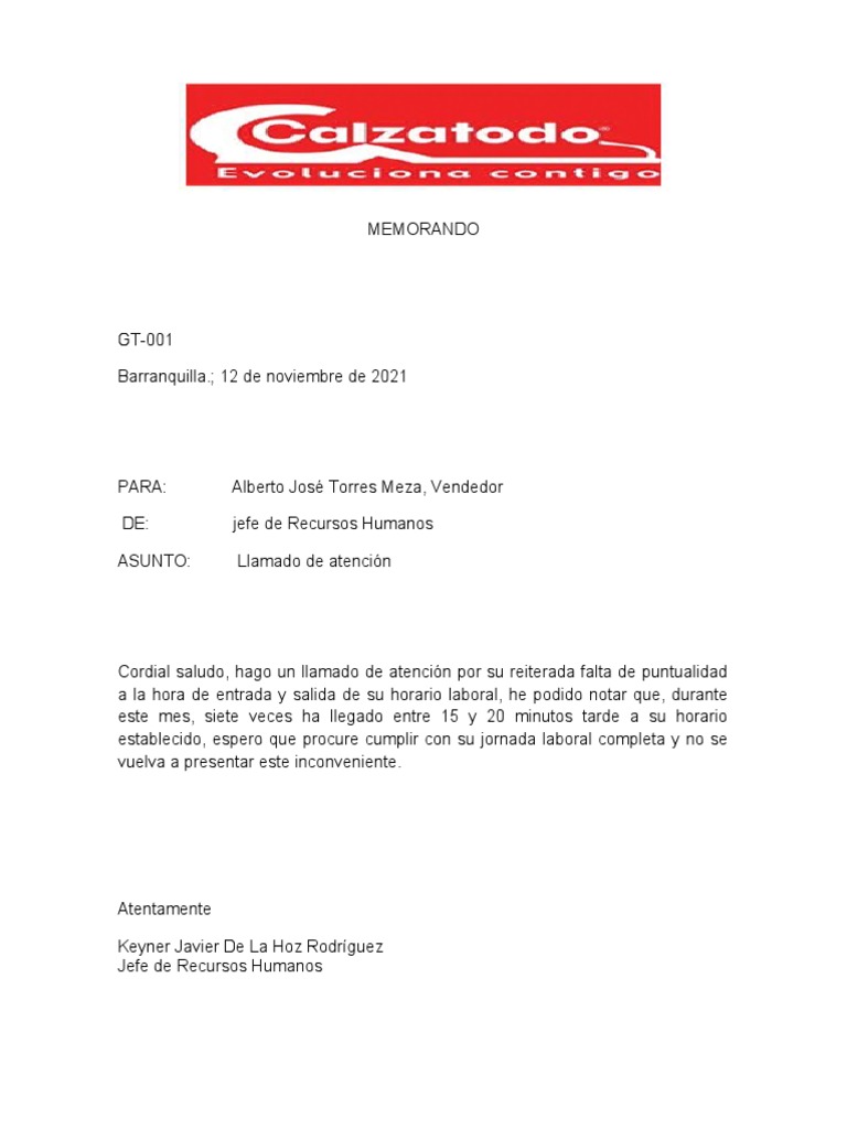 Memorando Por Llegar Tarde | PDF