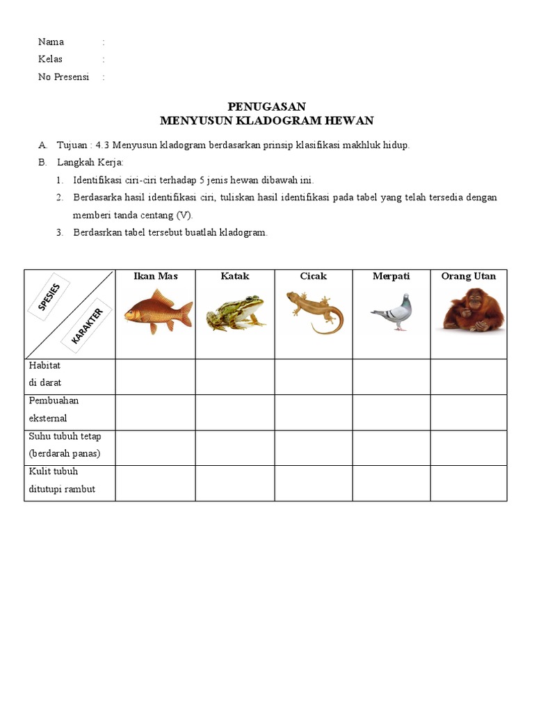 Penyusunan Kladogram Hewan Vertebrata | PDF