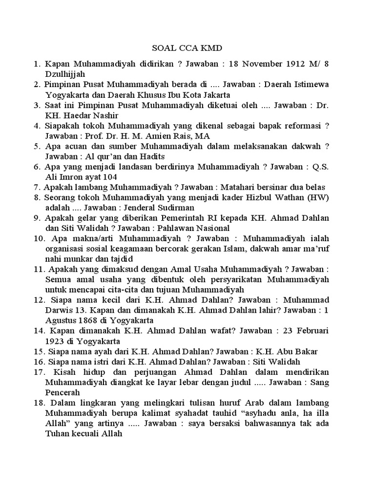 Soal Cca KMD | PDF | Agama & Spiritualitas