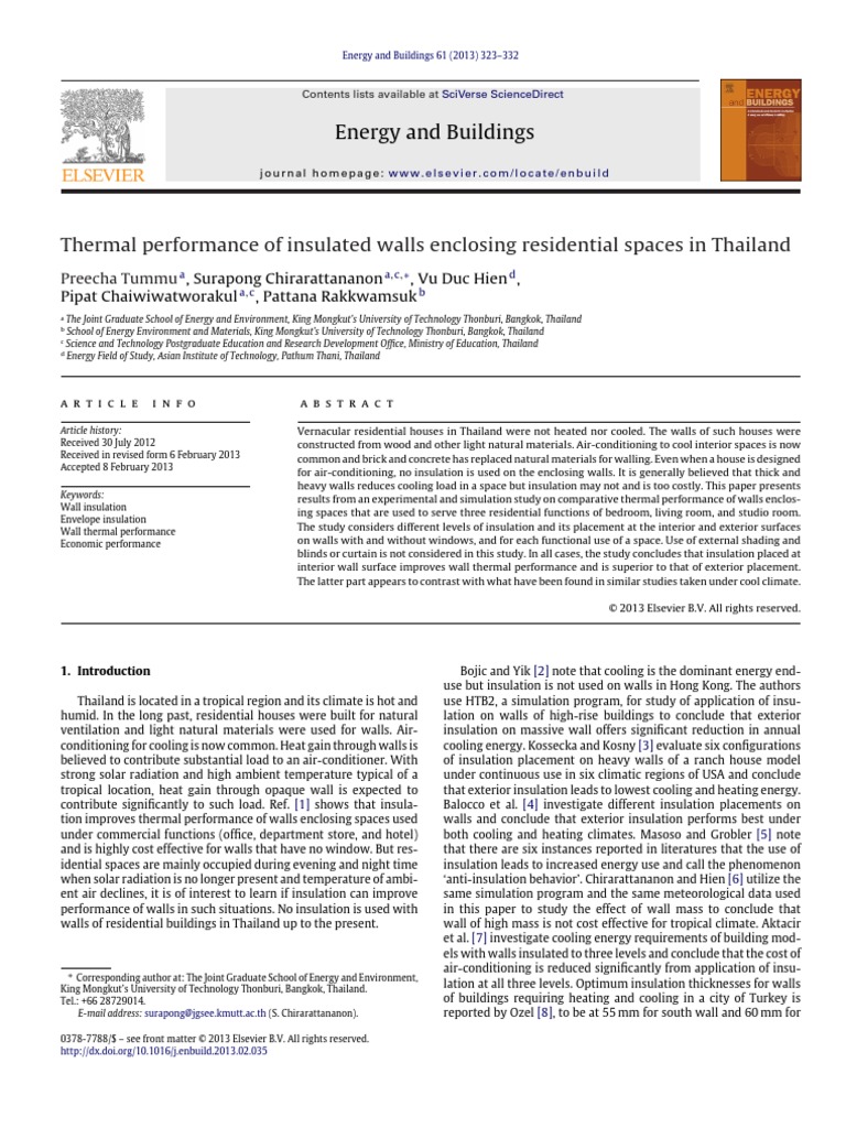 Thermal Performance of Insulated Walls Enclosing Residential Spaces in ...