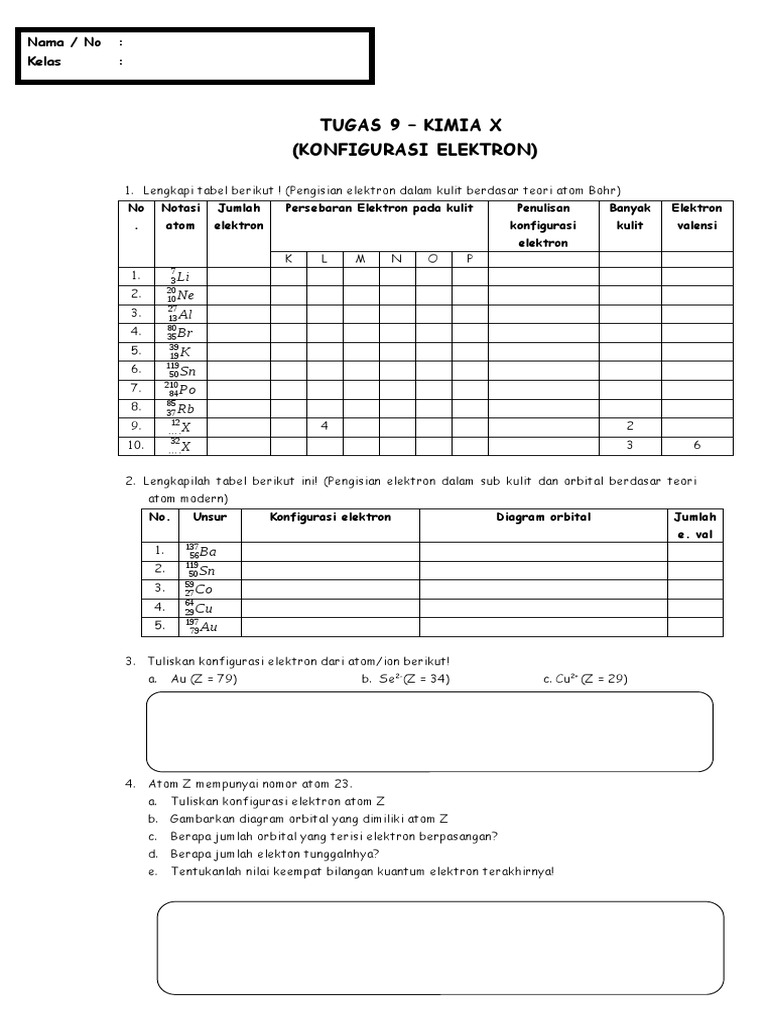 Tugas 9 Konfigurasi Elektron | PDF