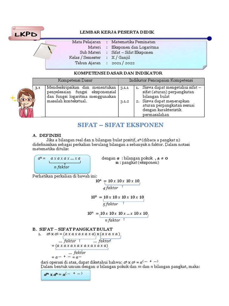 LKPD Sifat - Sifat Eksponen | PDF