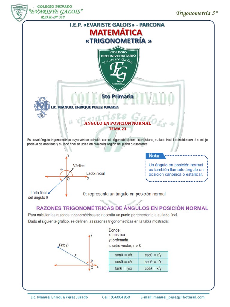 T23 - Angulo en Posicion Normal | PDF