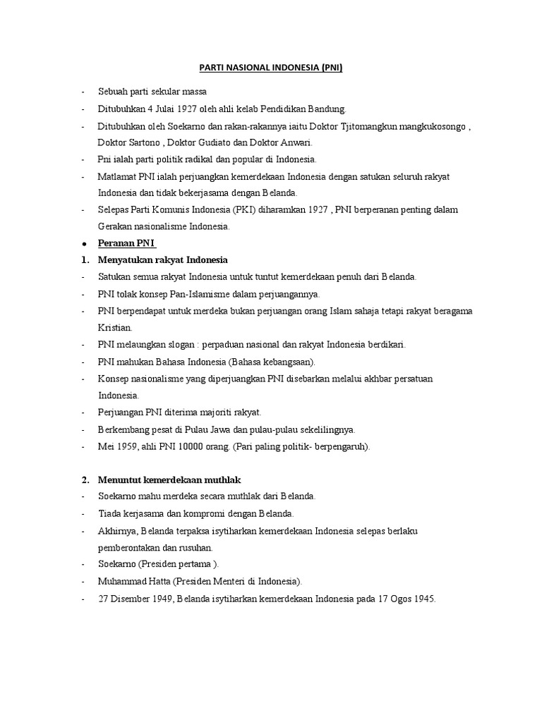 Parti Nasional Indonesia | PDF