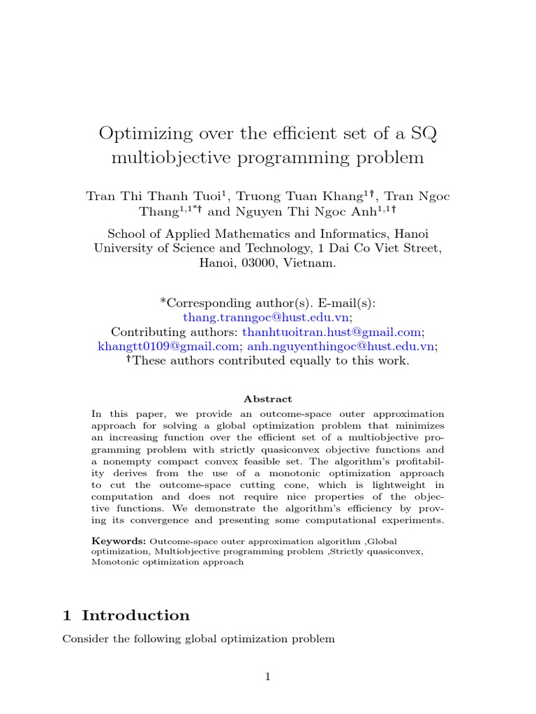 An Outcome Space Outer Approximation Algorithm For Optimizing Over The Efficient Set Of A