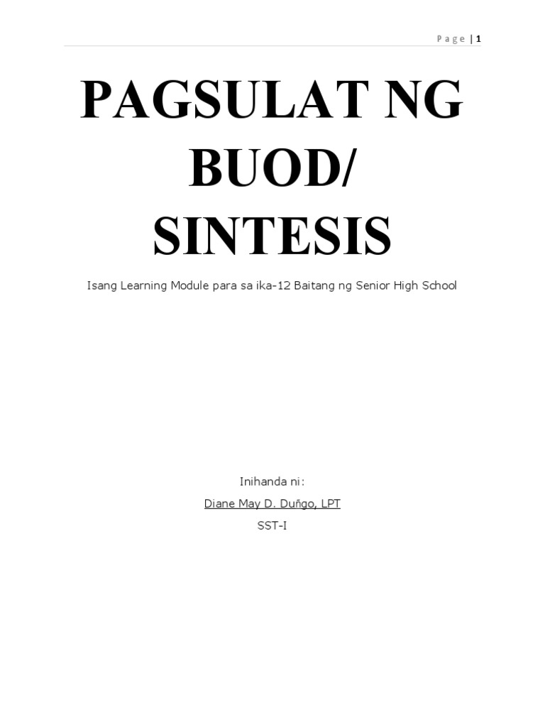 Pagsulat NG Buod | PDF