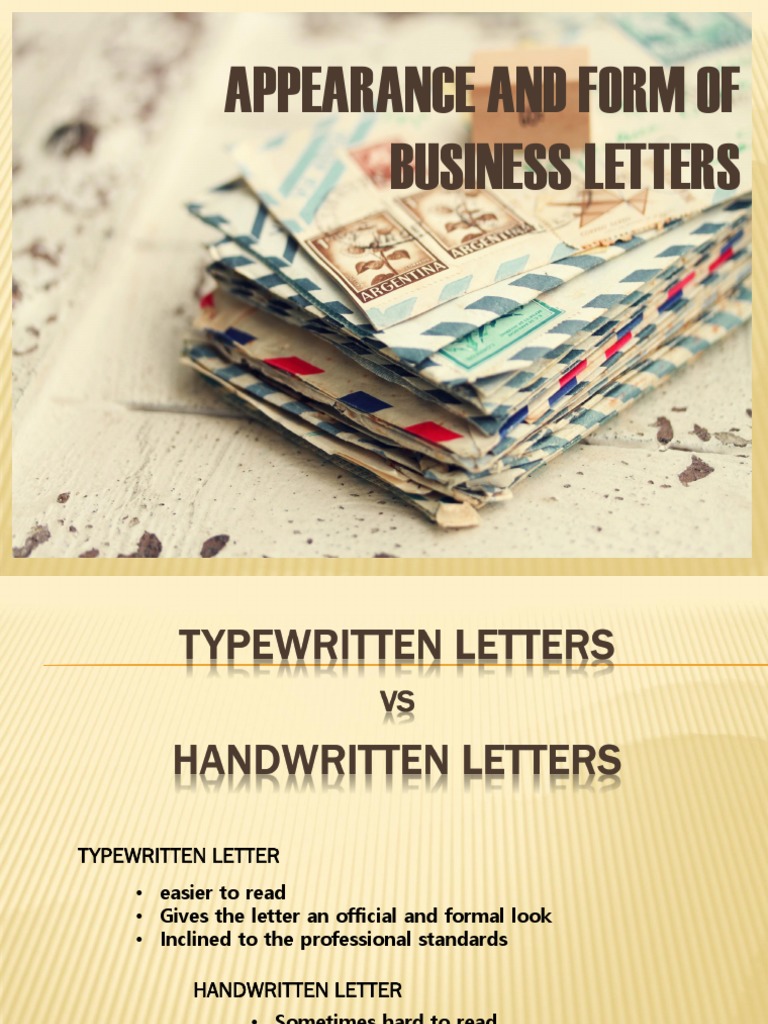 Appearance and Form of Business Letters | PDF | Madam | Writing