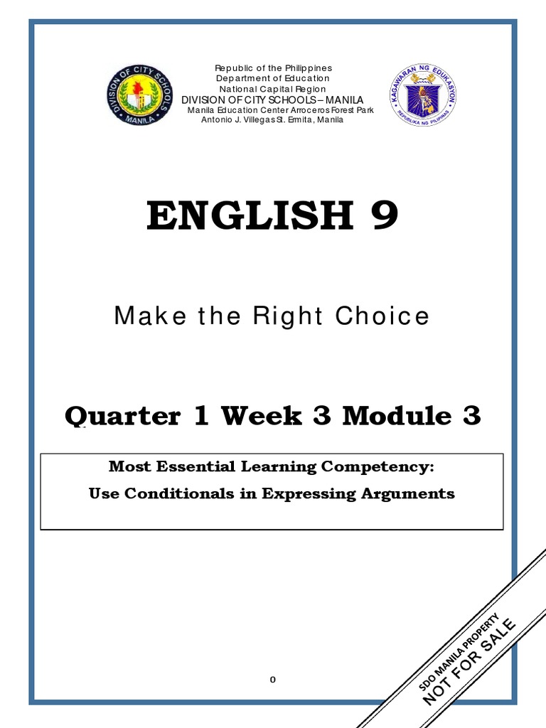 ENGLISH-9 Q1 W3 Mod3 Using-Conditionals | PDF | Rudyard Kipling | Poetry