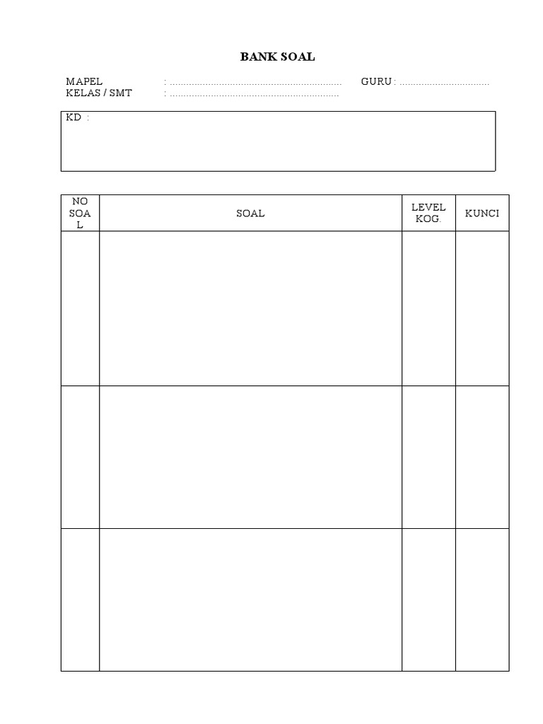 Format Bank Soal | PDF