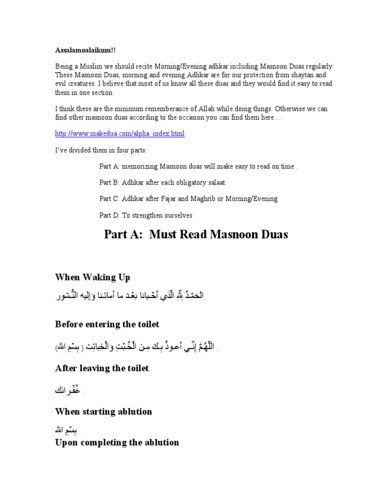 Essential Adhkar For A Muslim | PDF | Religious Belief And Doctrine ...