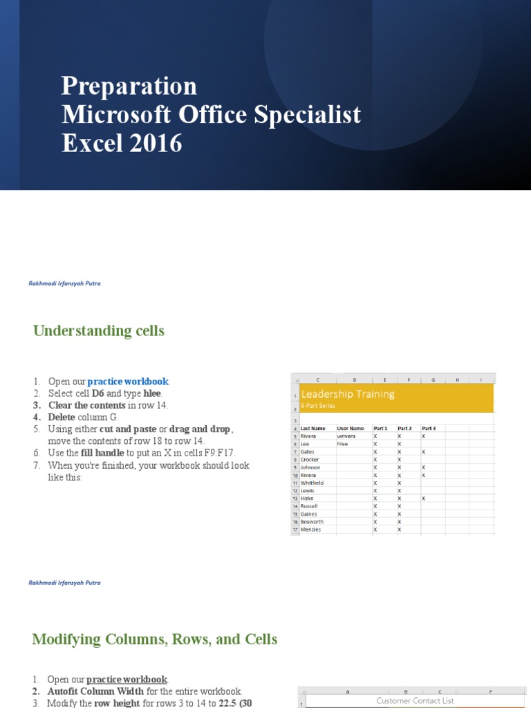 Preparation Microsoft Office Specialist Excel 2016: Rakhmadi Irfansyah ...