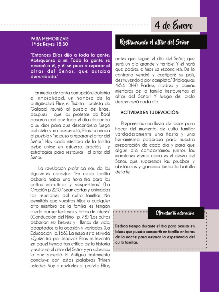 4 Restaurando El Altar Del Señor | PDF | Elijah | Oración