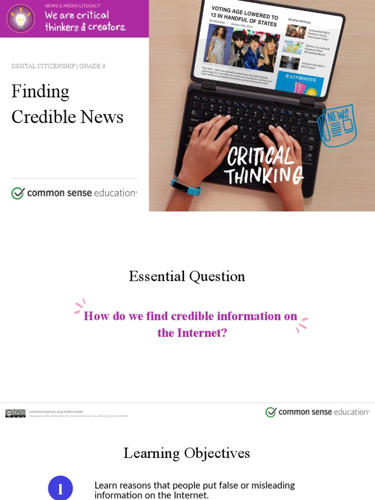 Grade 6: Spotting Credible News | PDF | News | Bias