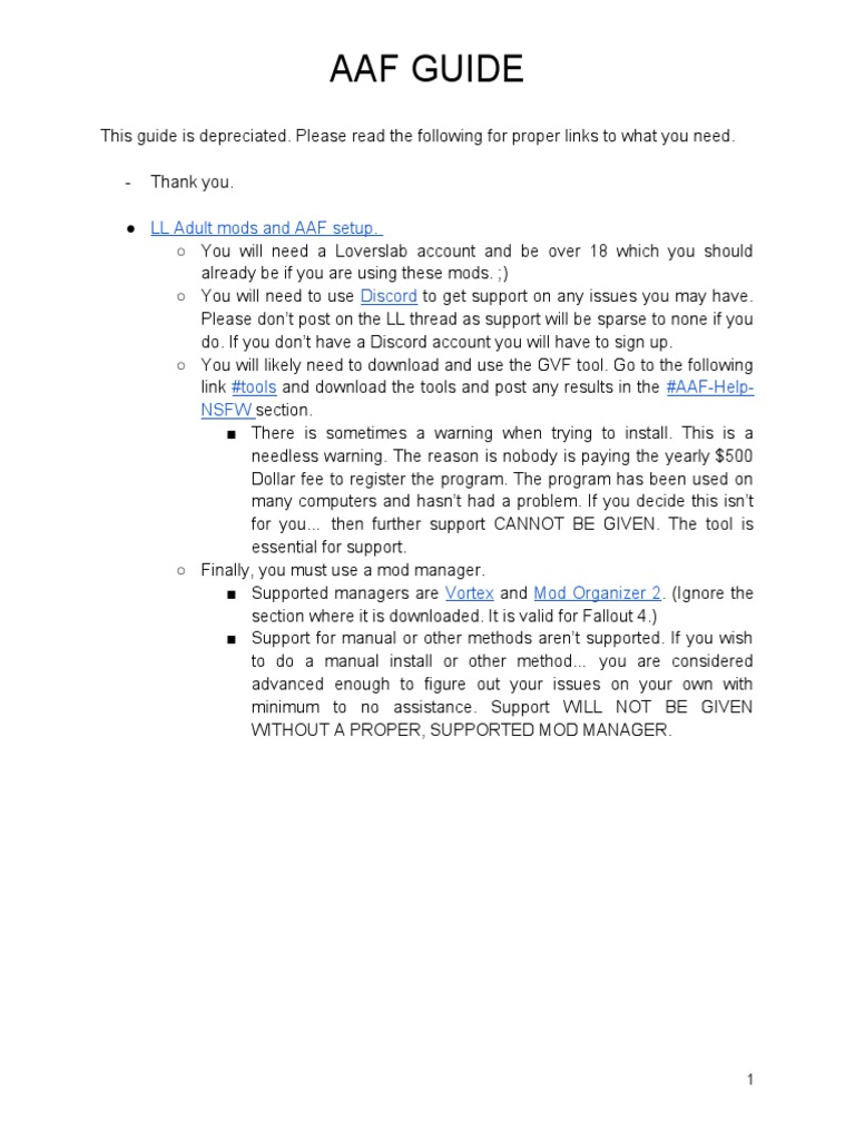 Aaf Guide: LL Adult Mods and AAF Setup | PDF