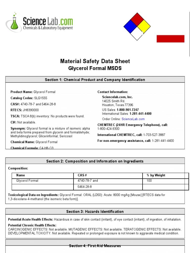 Msds Gliserol | Download Free PDF | Toxicity | Personal Protective ...