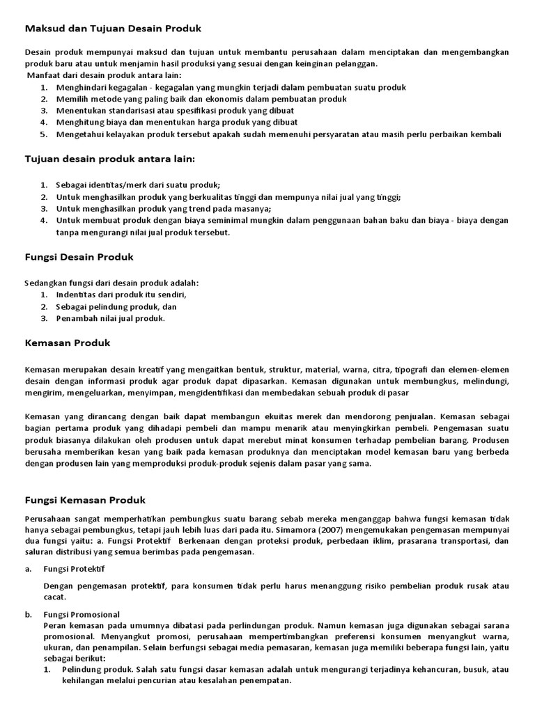 Maksud Dan Tujuan Desain Produk | PDF