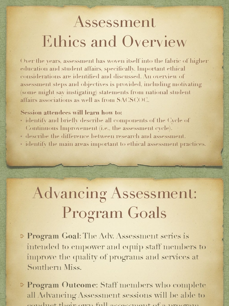 Assessment Ethics and Overview: Session Attendees Will Learn How To ...