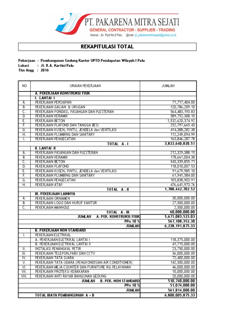 Rekapitulasi Total | PDF | Teknologi & Rekayasa
