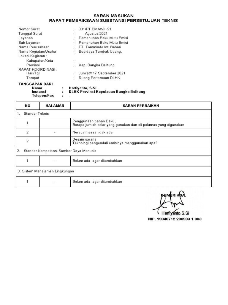 Saran Masukan Standar Teknis Pemenuhan Baku Emisi (Cetak) | PDF