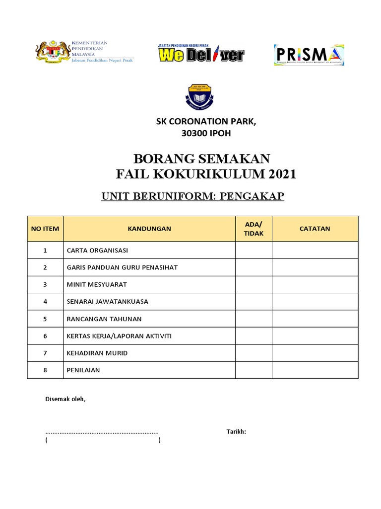 2021 Senarai Semak Fail Kokurikulum Pengakap | PDF