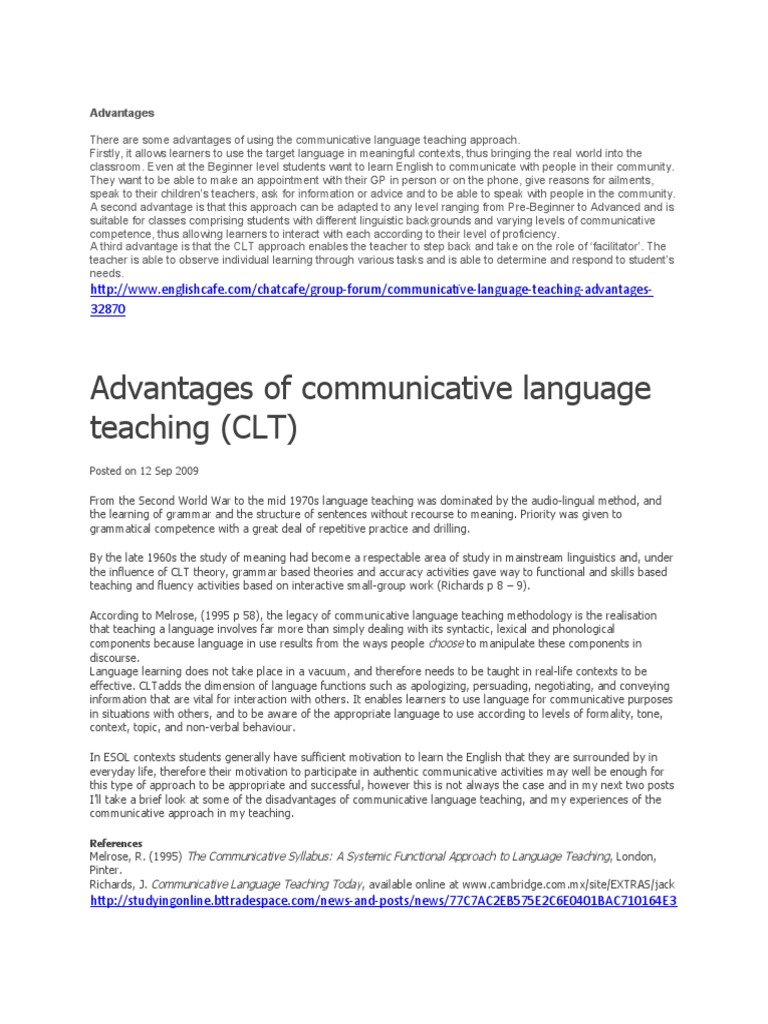 The Benefits of the Communicative Language Teaching Approach: Increased ...
