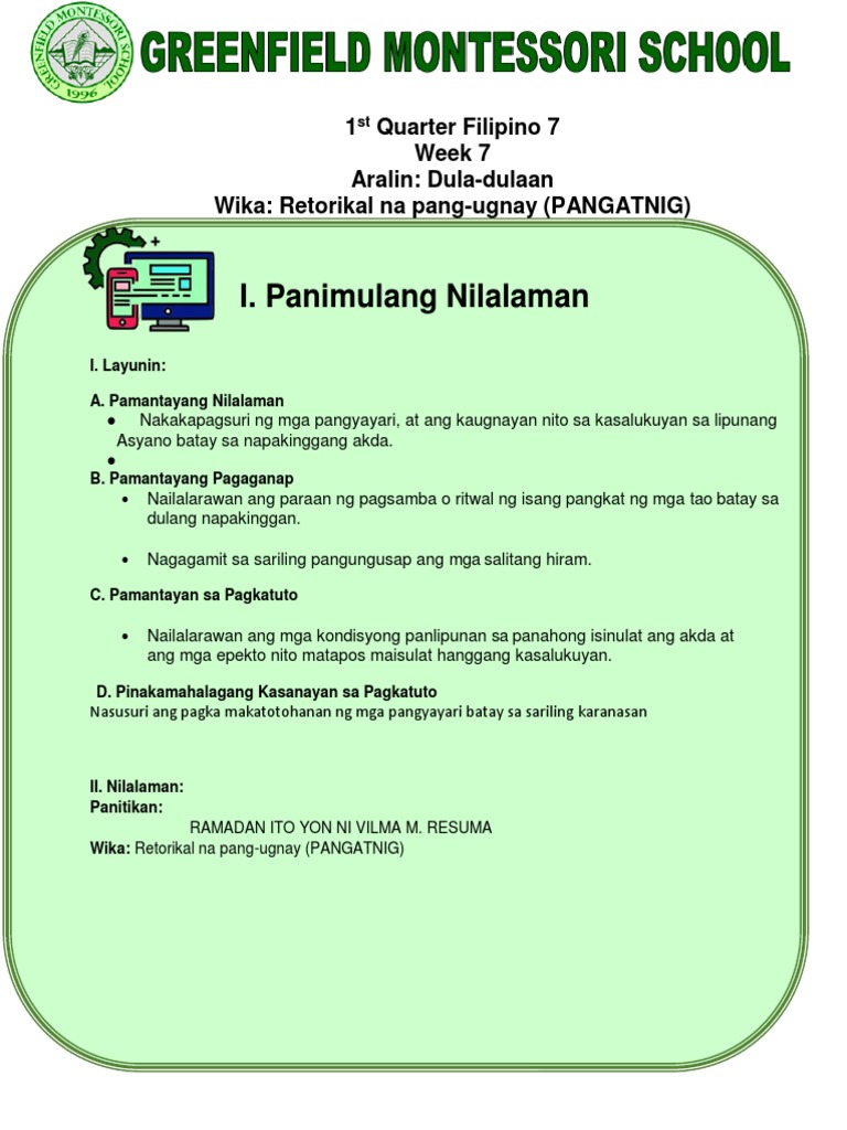 Filipino 7 Lesson 7 PDF | PDF