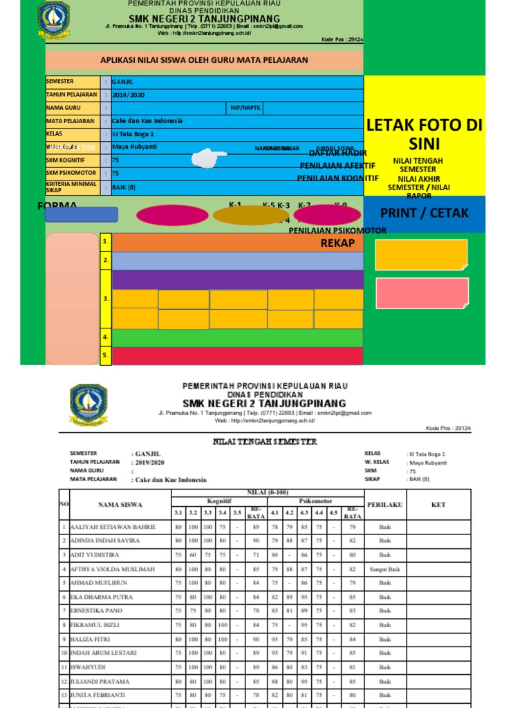 Aplikasi Nilai Rilis Xi Boga 1 Cki | PDF