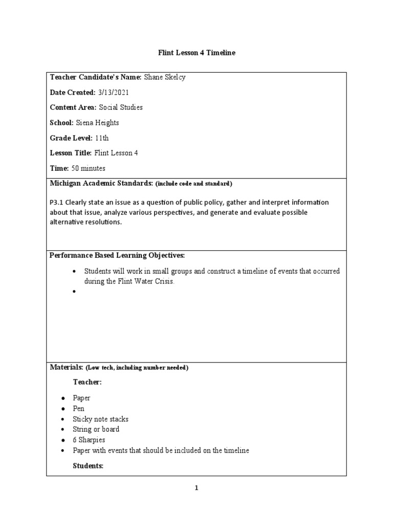 Flint Lesson Plan 4 | PDF | Cognition | Learning