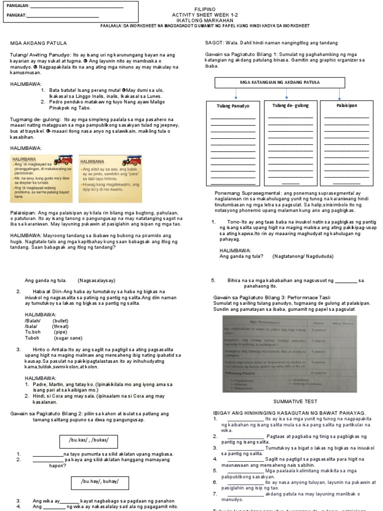 Activity Sheet Week 1-2 3rd Quarter | PDF