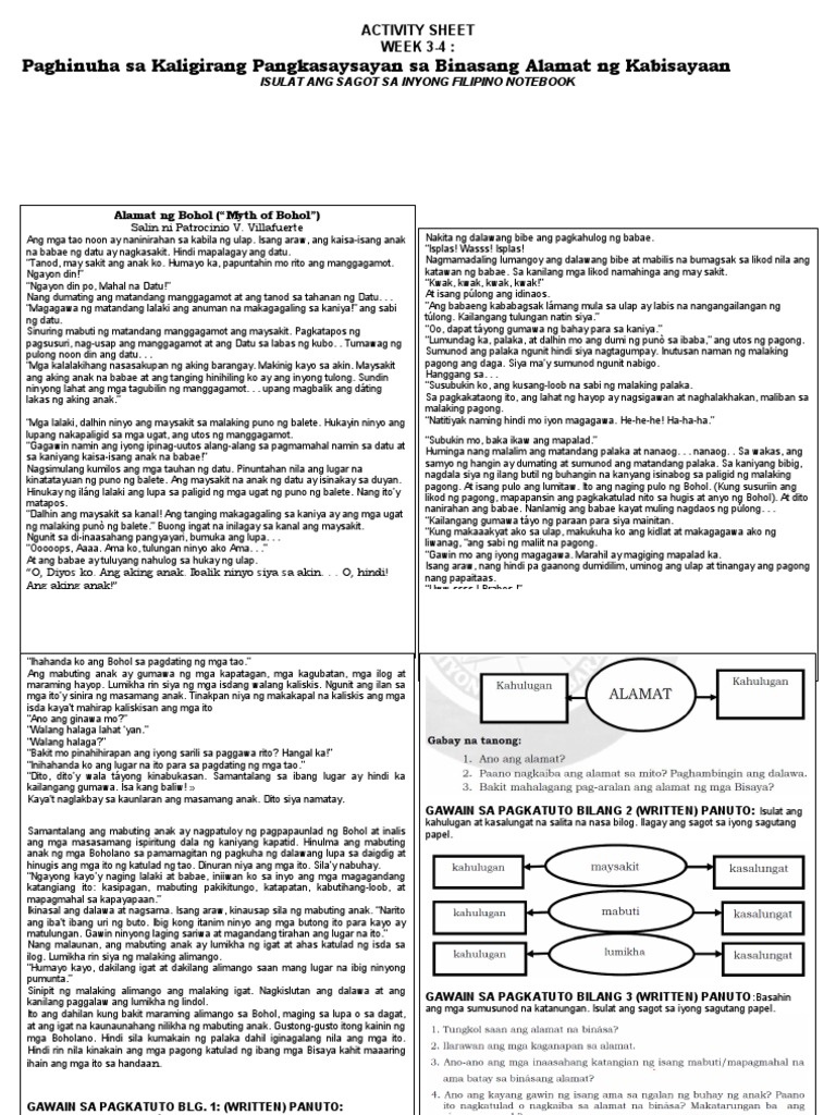 Activity Sheet g7 Week 3 and 4 | PDF