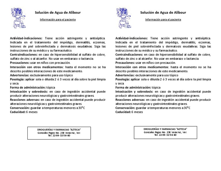 Inserto Agua de Alibour | PDF | Medicamentos con receta | Farmacología