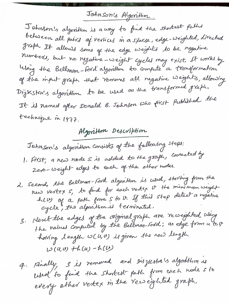 Johnson's Algorithm | PDF