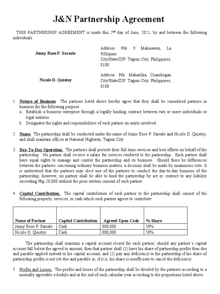 Final Agreement | PDF | Partnership | Economies