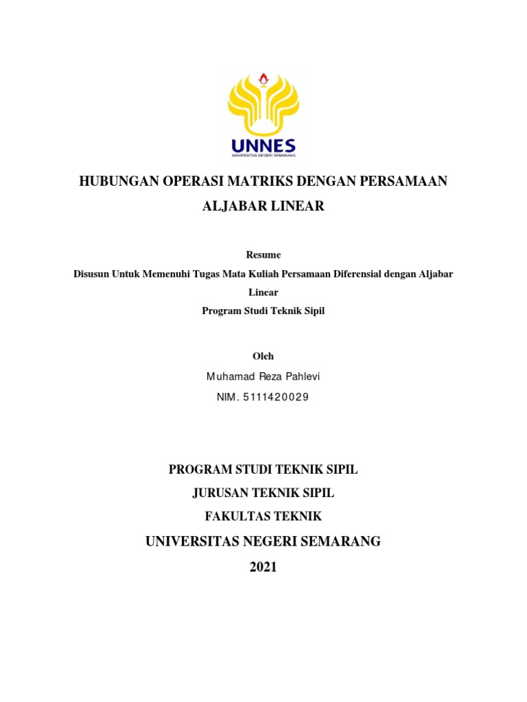 Operasi Matriks dalam Aljabar Linear | PDF