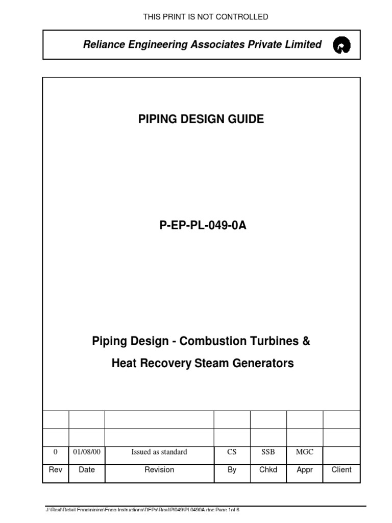 Piping Design Guide: Reliance Engineering Associates Private Limited ...