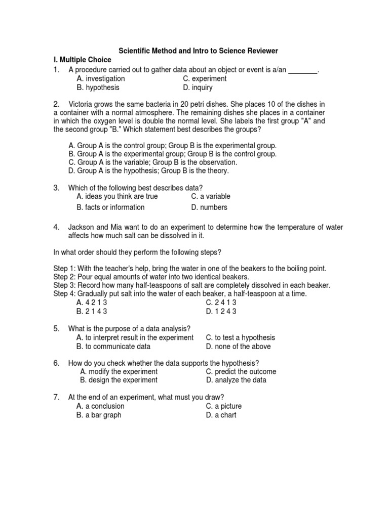 Final - Scientific Method and Intro To Science Reviewer. | PDF ...