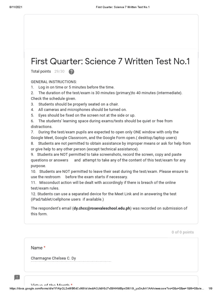 First Quarter - Science 7 Written Test No.1 | PDF | Chemical Substances ...