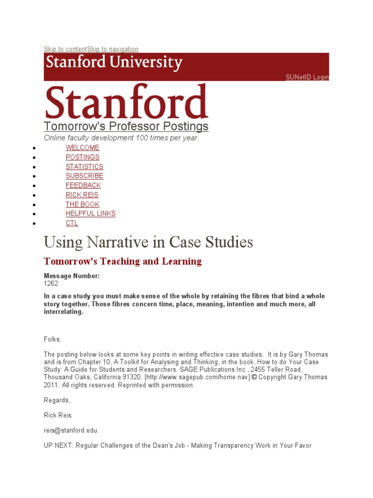 Using Narrative in Case Studies | PDF | Narrative | Case Study