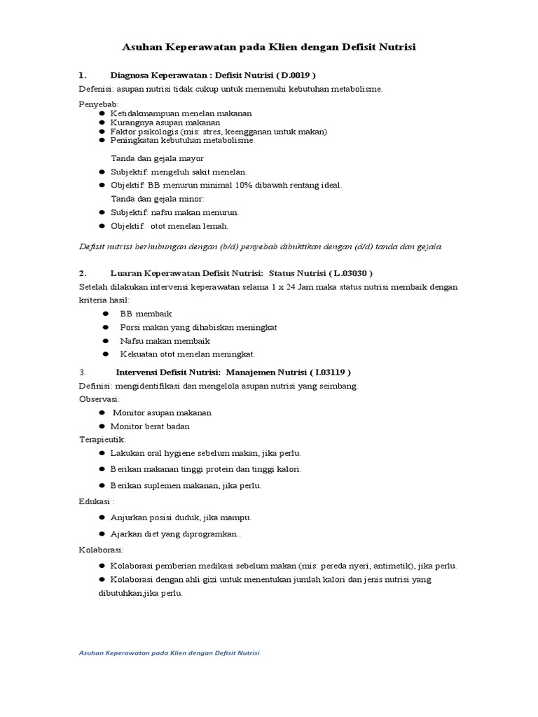 DX Defisit Nutrisi | PDF