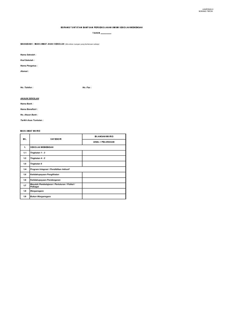 Borang TBP 2022 2.0 | PDF