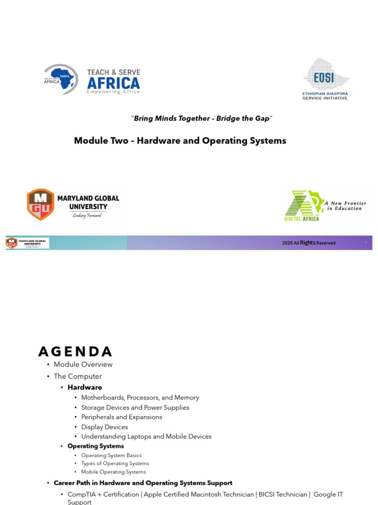 MGU-TASFA-EDSI-IT-101 - Module 2 - Hardware and Operating Systems | PDF | Random Access Memory ...