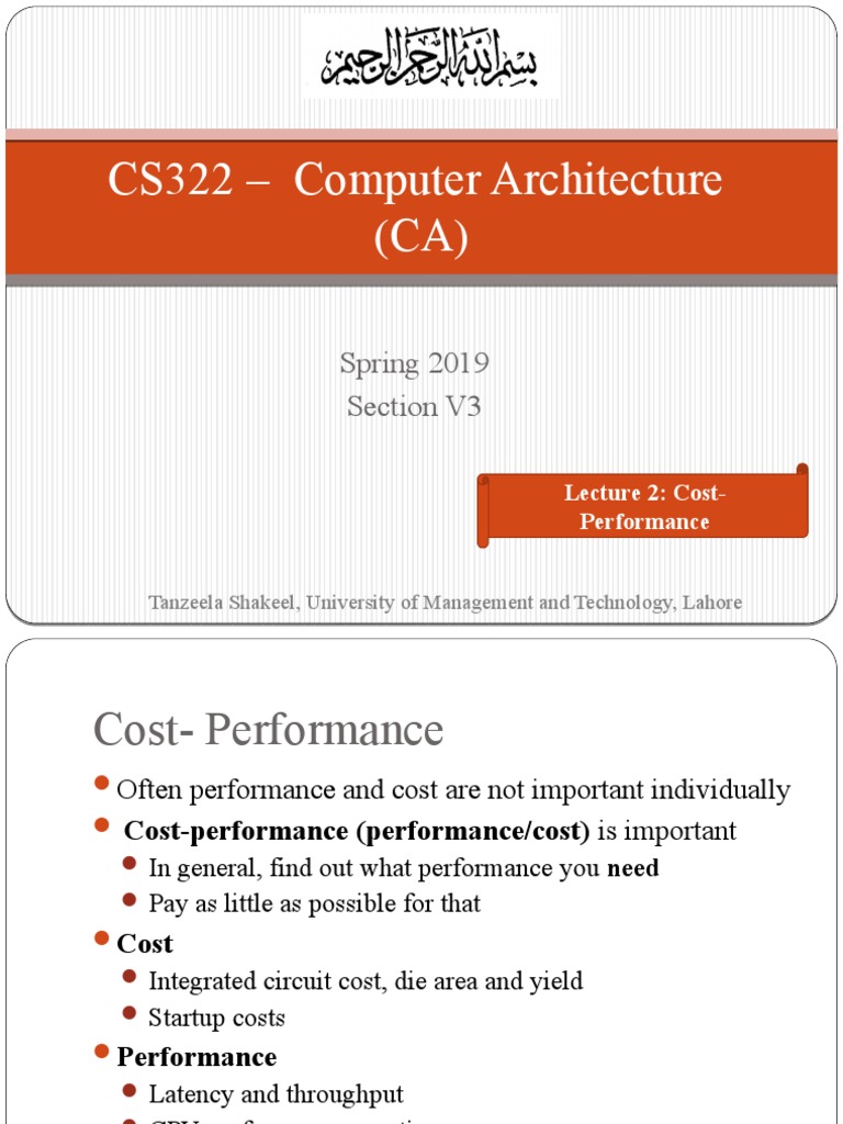 CS322 - Computer Architecture (CA) : Spring 2019 Section V3 | PDF | Central Processing Unit | Hertz