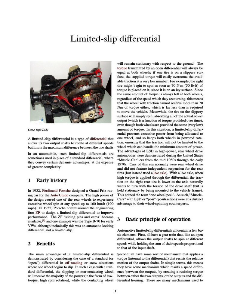 Limited-Slip Differential Wiki | PDF | Motor Vehicle | Vehicle Technology